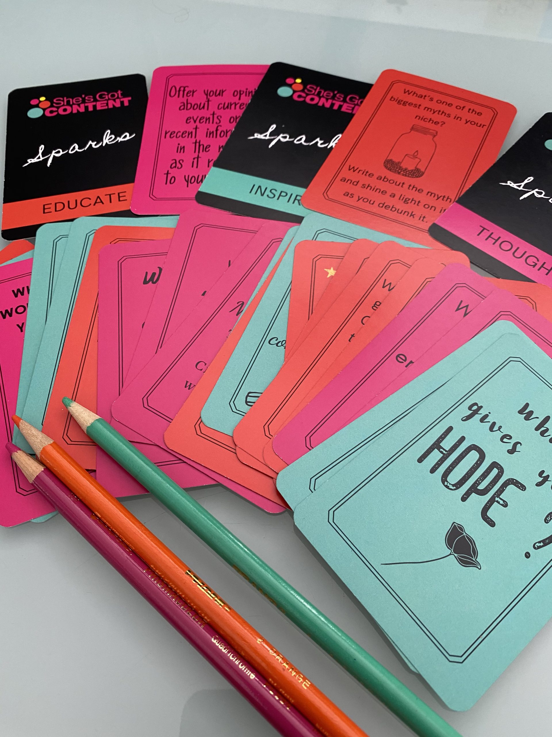Content Creation Sparks Card Deck | She's Got Content | Melissa Brown, MD